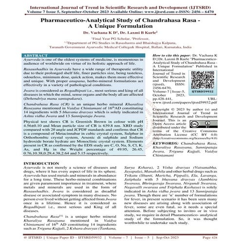 Pharmaceutico Analytical Study of Chandrahasa Rasa A Unique Formulation ...