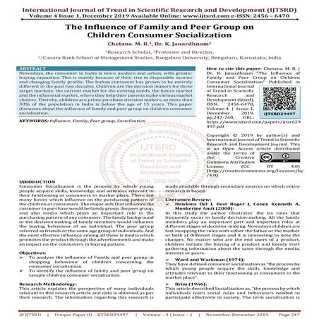 The Influence of Family and Peer Group on Children Consumer ...