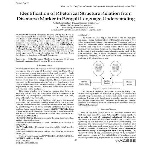 Identification of Rhetorical Structure Relation from Discourse Marker in Bengali Language ...