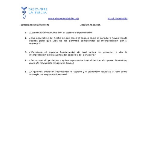 53. cuestionario génesis 40 josé en la cárcel | PDF