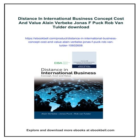 Distance In International Business Concept Cost And Value Alain Verbeke ...