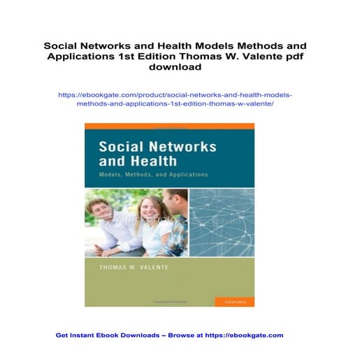 Social Networks and Health Models Methods and Applications 1st Edition ...