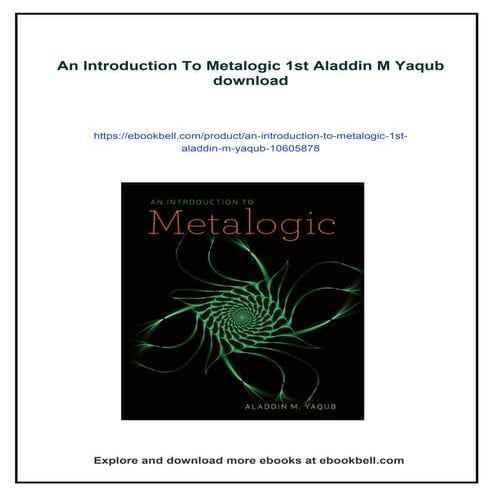 An Introduction To Metalogic 1st Aladdin M Yaqub | PDF