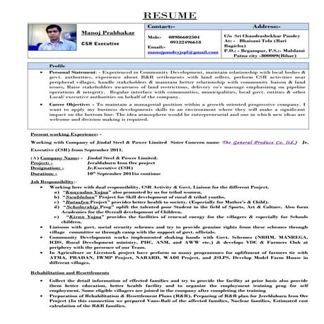 Manoj Resume | PDF | Free Download