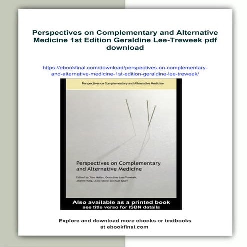 Perspectives on Complementary and Alternative Medicine 1st Edition Geraldine Lee-Treweek | PDF