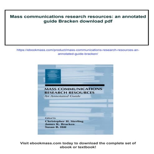 Mass communications research resources: an annotated guide Bracken | PDF
