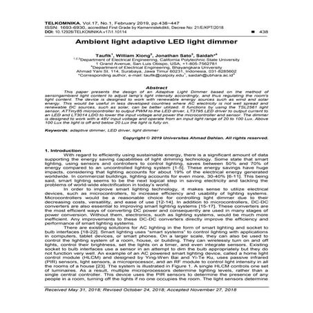 Ambient light adaptive LED light dimmer | PDF