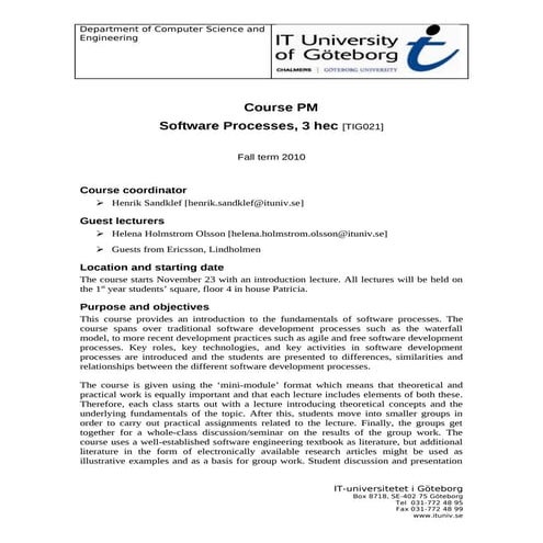 Syllabus-TIG021-Software Processes | PDF