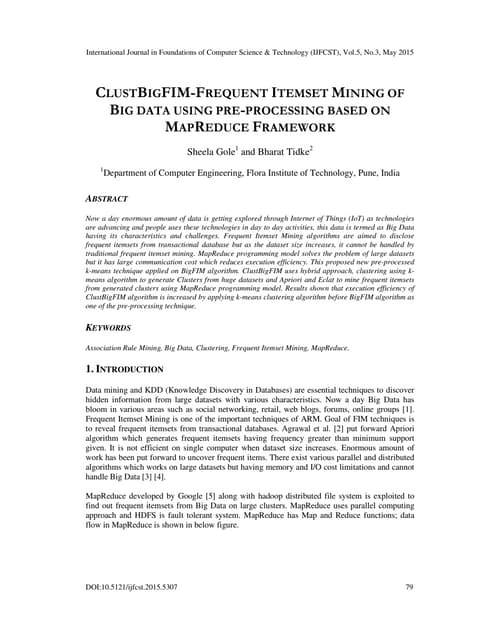 Clustbigfim Frequent Itemset Mining Of Big Data Using Pre Processing Based On Mapreduce 8719