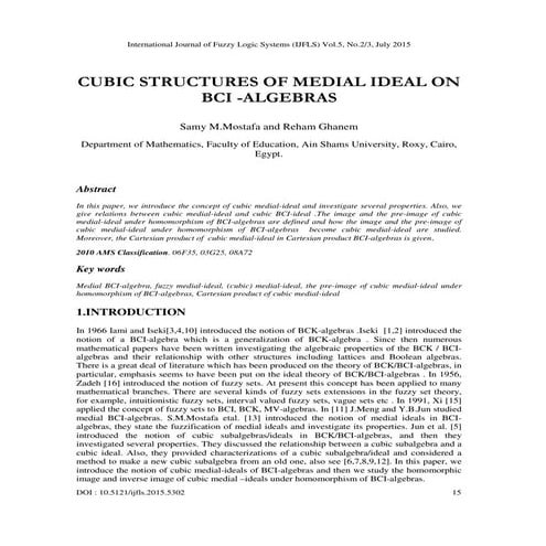 Cubic Structures Of Medial Ideal On Bci Algebras Pdf