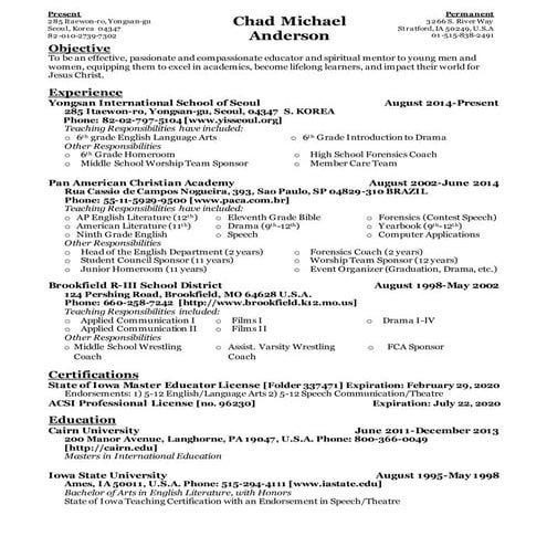 Chad Michael Anderson Resume extended2016 | PDF