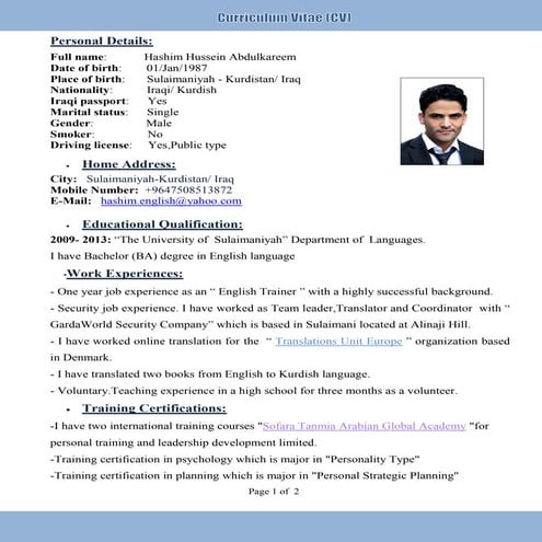 Hashim's CV su | PDF | Free Download