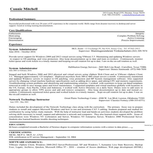 CM resume MCSE | DOC