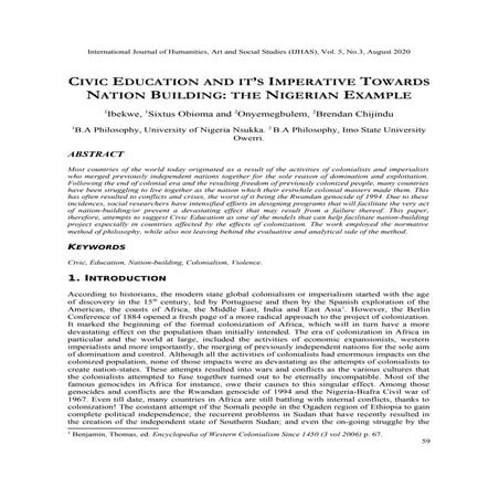 CIVIC EDUCATION AND IT’S IMPERATIVE TOWARDS NATION BUILDING: THE ...