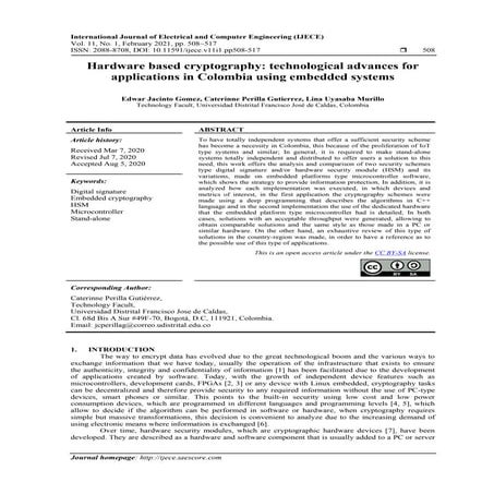 Hardware Based Cryptography Technological Advances For Applications In