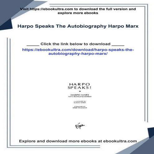 Harpo Speaks The Autobiography Harpo Marx | PDF