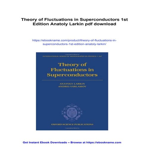 Theory of Fluctuations in Superconductors 1st Edition Anatoly Larkin | PDF