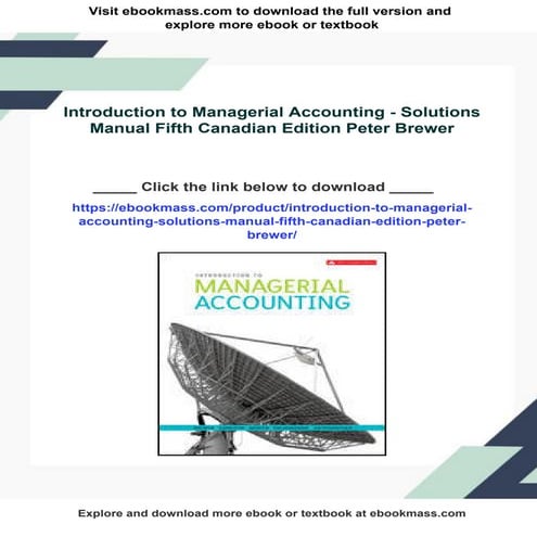Introduction to Managerial Accounting - Solutions Manual Fifth Canadian ...
