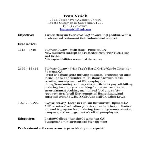 Ivan Vuich - 2016 Resume | PDF