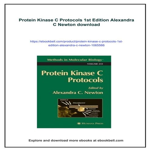 Protein Kinase C Protocols 1st Edition Alexandra C Newton | PDF