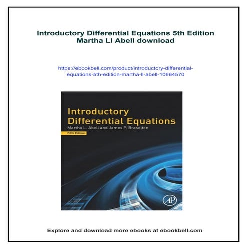 Introductory Differential Equations 5th Edition Martha Ll Abell | PDF