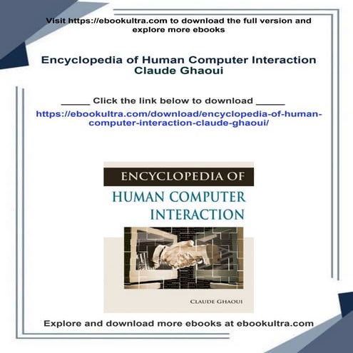 Encyclopedia of Human Computer Interaction Claude Ghaoui | PDF