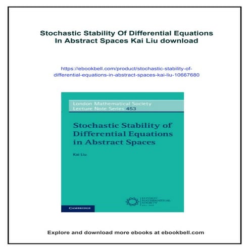 Stochastic Stability Of Differential Equations In Abstract Spaces Kai ...