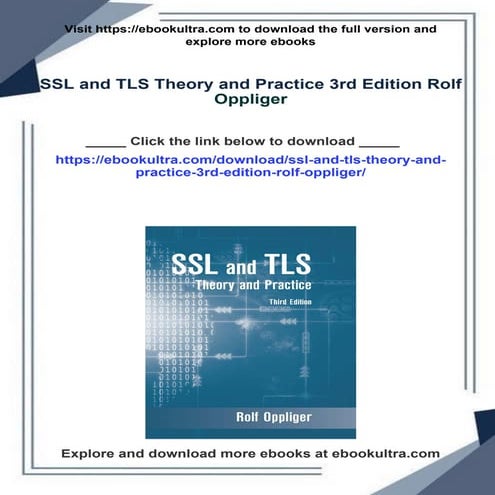 SSL and TLS Theory and Practice 3rd Edition Rolf Oppliger | PDF