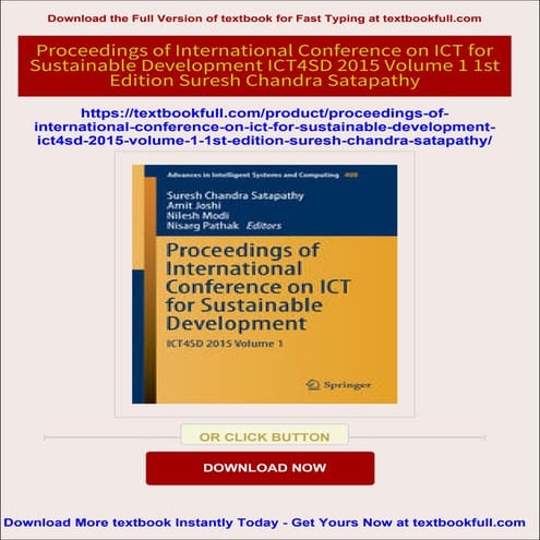Proceedings of International Conference on ICT for Sustainable Development ICT4SD 2015 Volume 1 ...