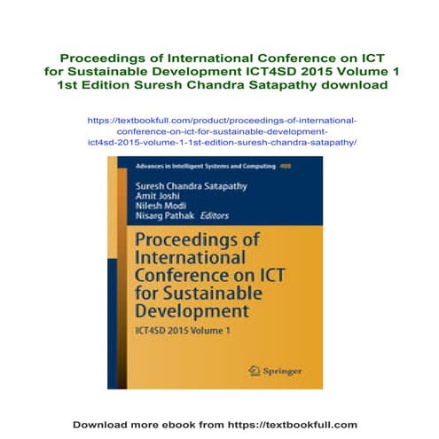 Proceedings of International Conference on ICT for Sustainable Development ICT4SD 2015 Volume 1 ...