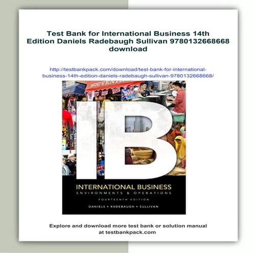 Test Bank for International Business 14th Edition Daniels Radebaugh ...
