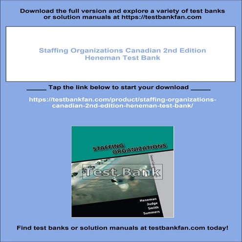 Staffing Organizations Canadian 2nd Edition Heneman Test Bank | PDF