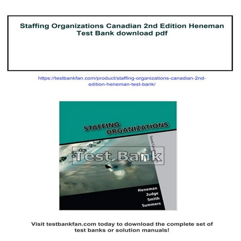 Staffing Organizations Canadian 2nd Edition Heneman Test Bank | PDF