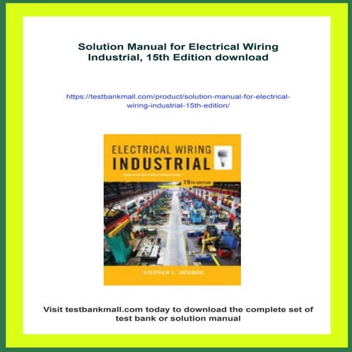 Solution Manual for Electrical Wiring Industrial, 15th Edition | PDF