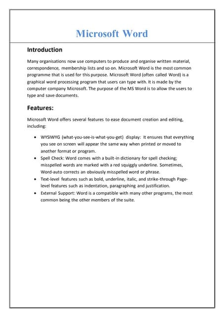 Uses of MS Word in Education | DOCX