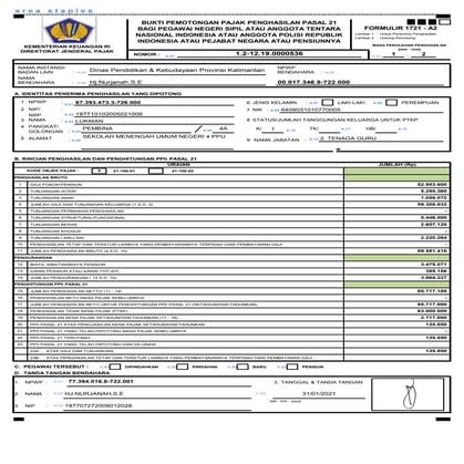 Bukti potong formulir 1721 a1 a2-0 | PDF