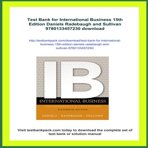 Test Bank for International Business 15th Edition Daniels Radebaugh and ...