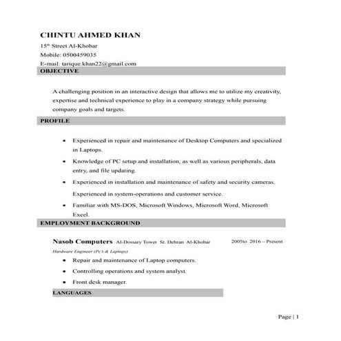 khan | DOC | Computing | Technology & Computing