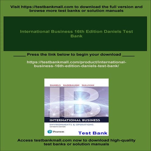 International Business 16th Edition Daniels Test Bank | PDF