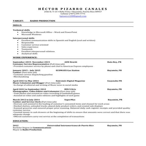 Resumé Héctor Pizarro Canales | PDF