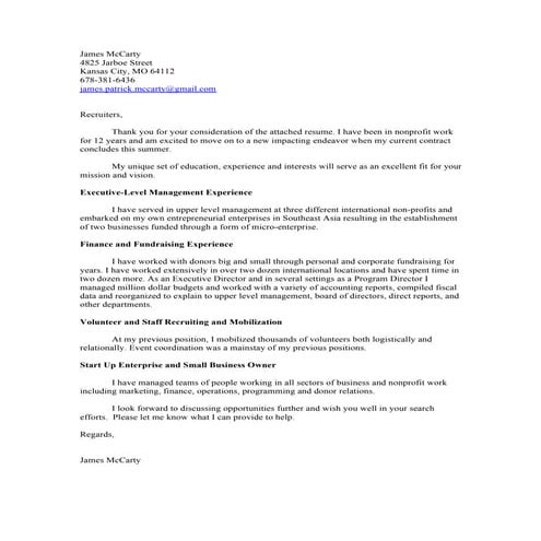 Cover Letter | James McCarty | PDF