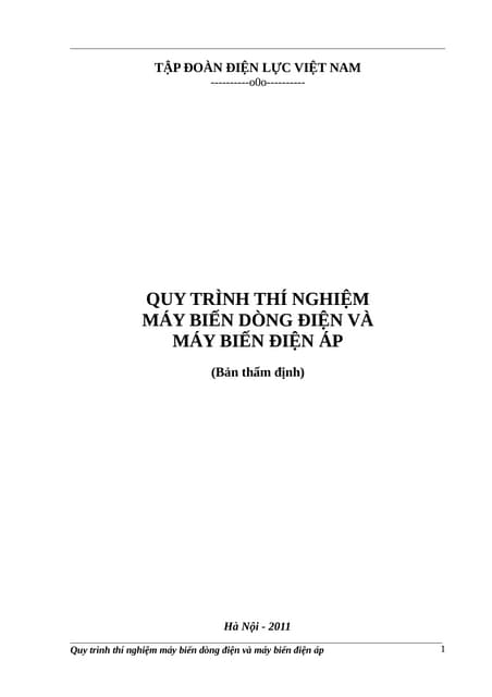 Quy trình thí nghiệm máy biến áp lực | PDF