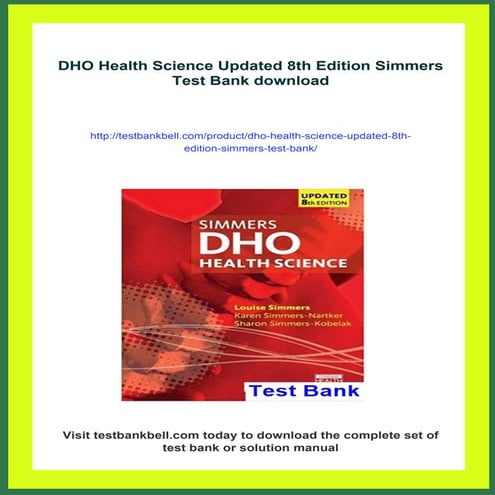 DHO Health Science Updated 8th Edition Simmers Test Bank | PDF
