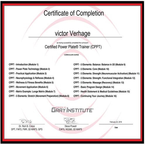 Power Plate course_completion_certificate (1) | PDF