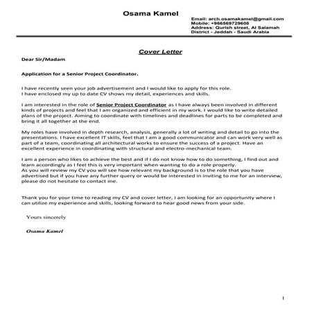 Cover Letter - Osama Kamal | PDF