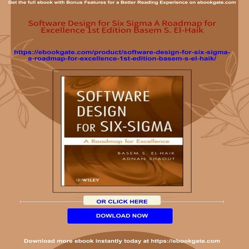 Software Design for Six Sigma A Roadmap for Excellence 1st Edition Basem S. El-Haik | PDF