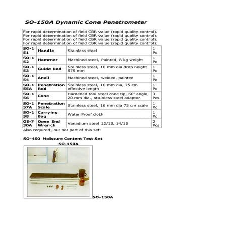 SO-150A Dynamic Cone Penetrometer | DOC