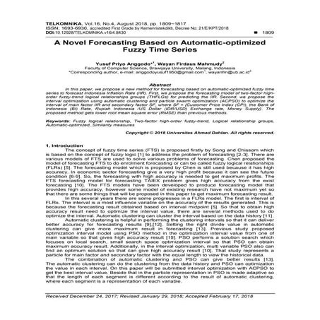 A Novel Forecasting Based On Automatic Optimized Fuzzy Time Series Pdf