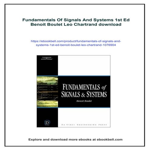 Fundamentals Of Signals And Systems 1st Ed Benoit Boulet Leo Chartrand ...