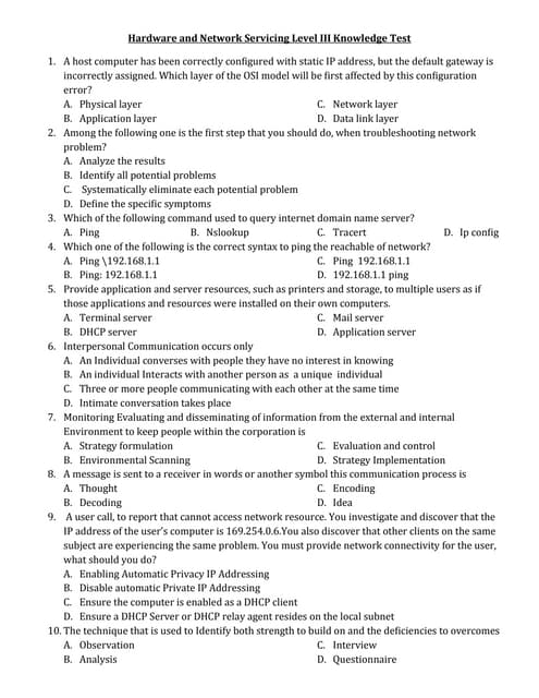 IT Essentials (Version 7.0) - ITE Chapter 14 Exam Answers | PDF ...